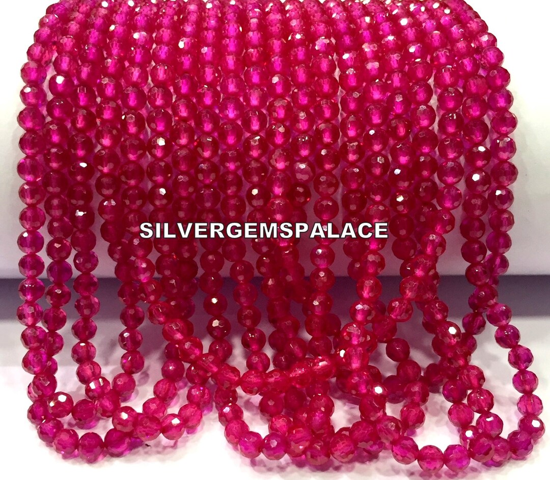 Rarest~~natural Ruby Faceted Round Ball Beads Pink Ruby Gemstone Beads ...