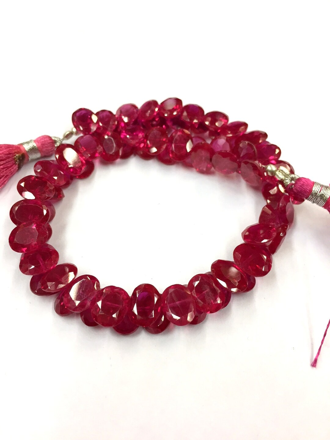 Beautiful Very Rare RUBY Corundum Faceted Beads Loose Cut Oval Gemstone ...
