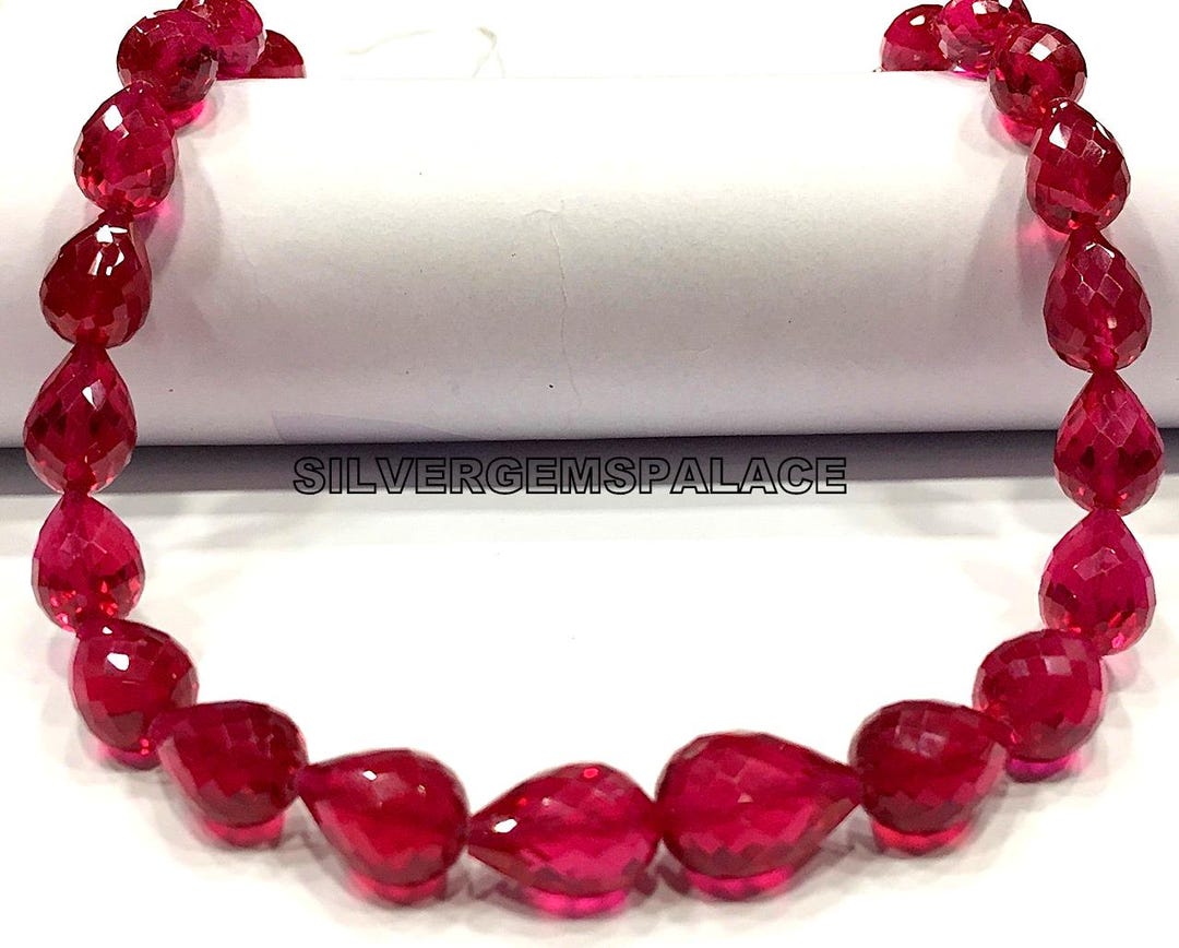 AAAA+ Ruby Corundum Faceted Teardrop Beads Ruby Drops Briolettes Ruby ...