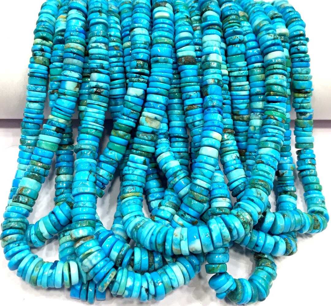 Natural Turquoise Smooth Tyre Beads Turquoise Plain Tyre Beads 6.MM ...