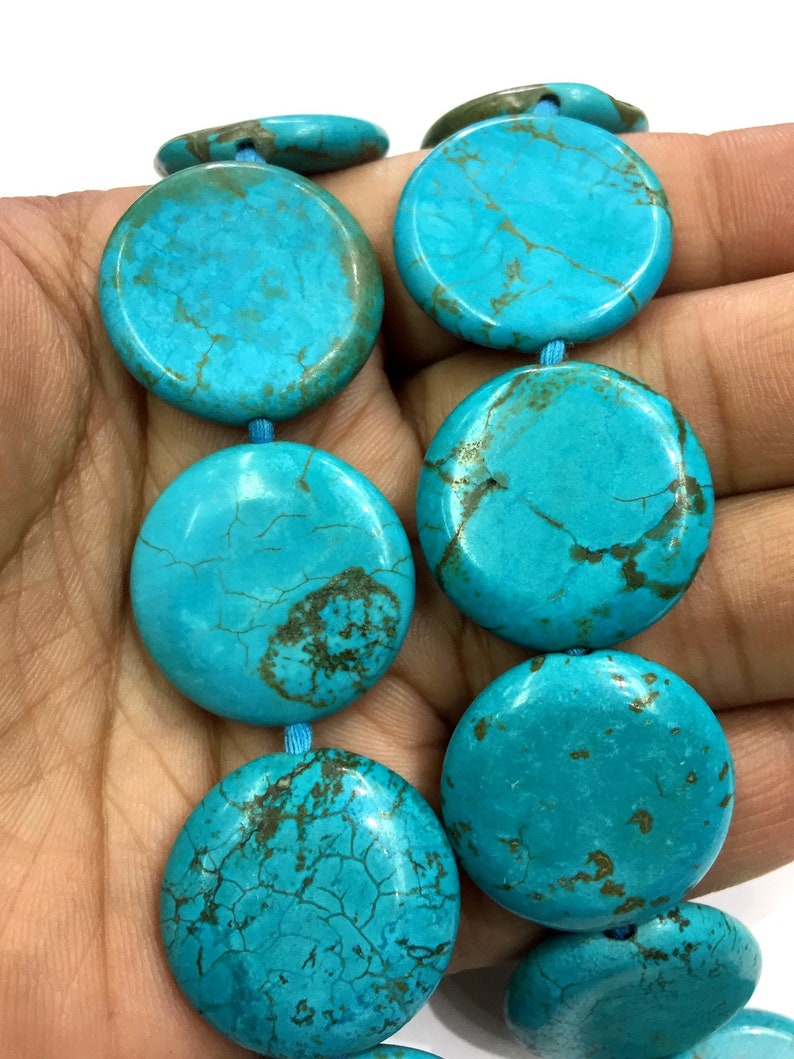Natural Very Rare Turquoise Smooth Coin Shape Beads Big Size | Etsy