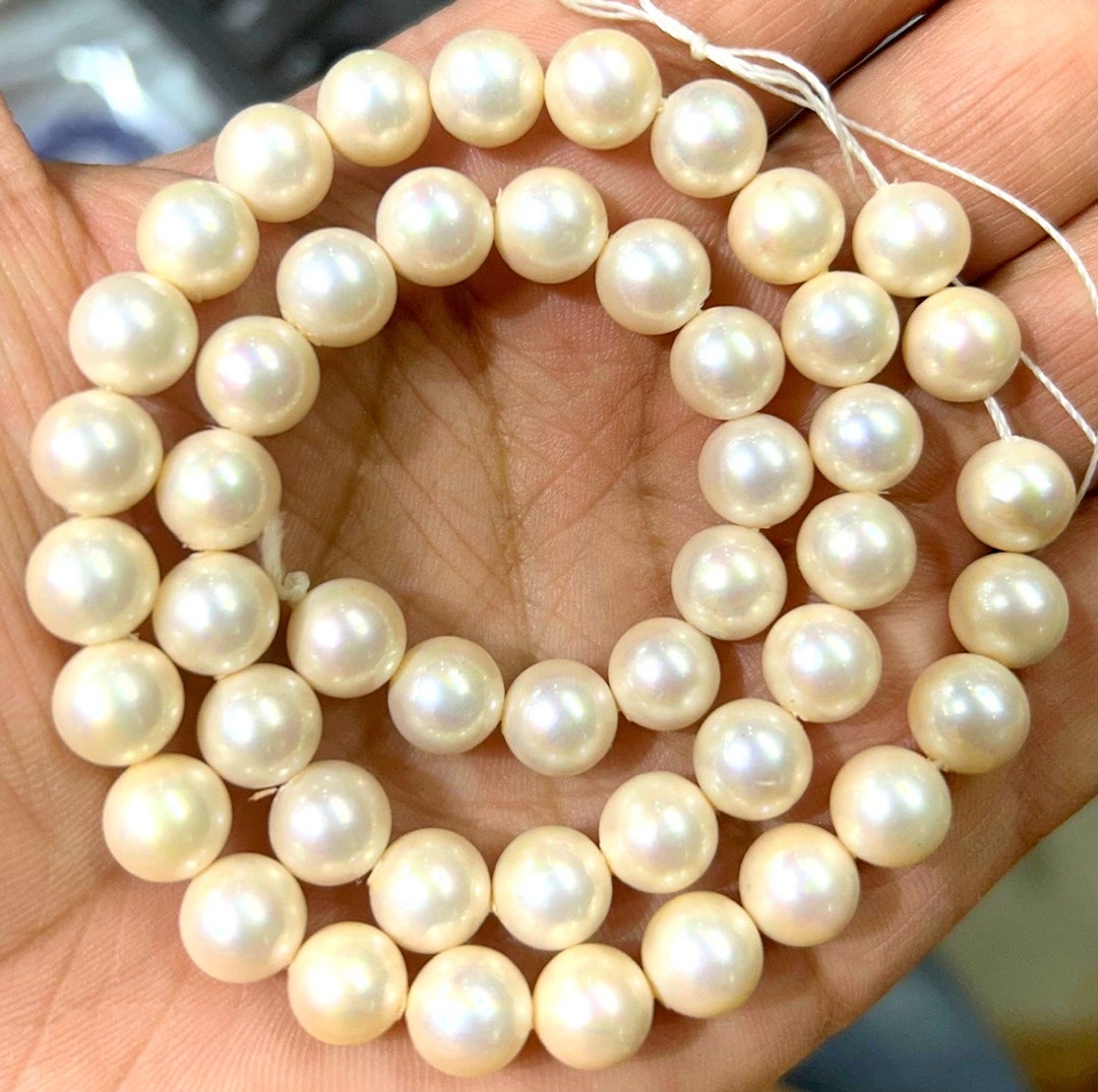 Natural Pearl Round Beads Pearl Smooth Round Beads 8.MM Round Beads ...