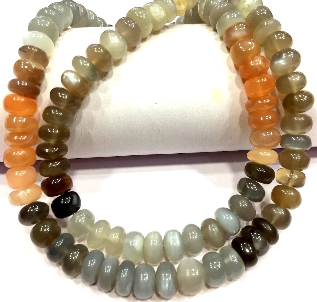 AAA Quality~~natural Multi Moonstone Smooth Rondelle Beads 7.5 MM ...