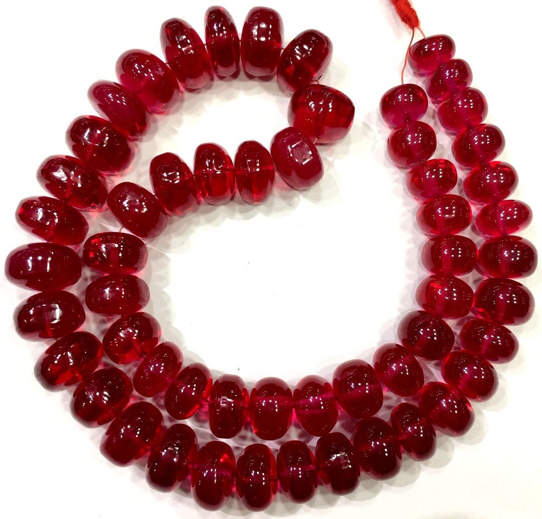 AAAA+ Ruby Rondelle Beads: Smooth Polished Gemstone, 7-8mm, 5 Inch ...