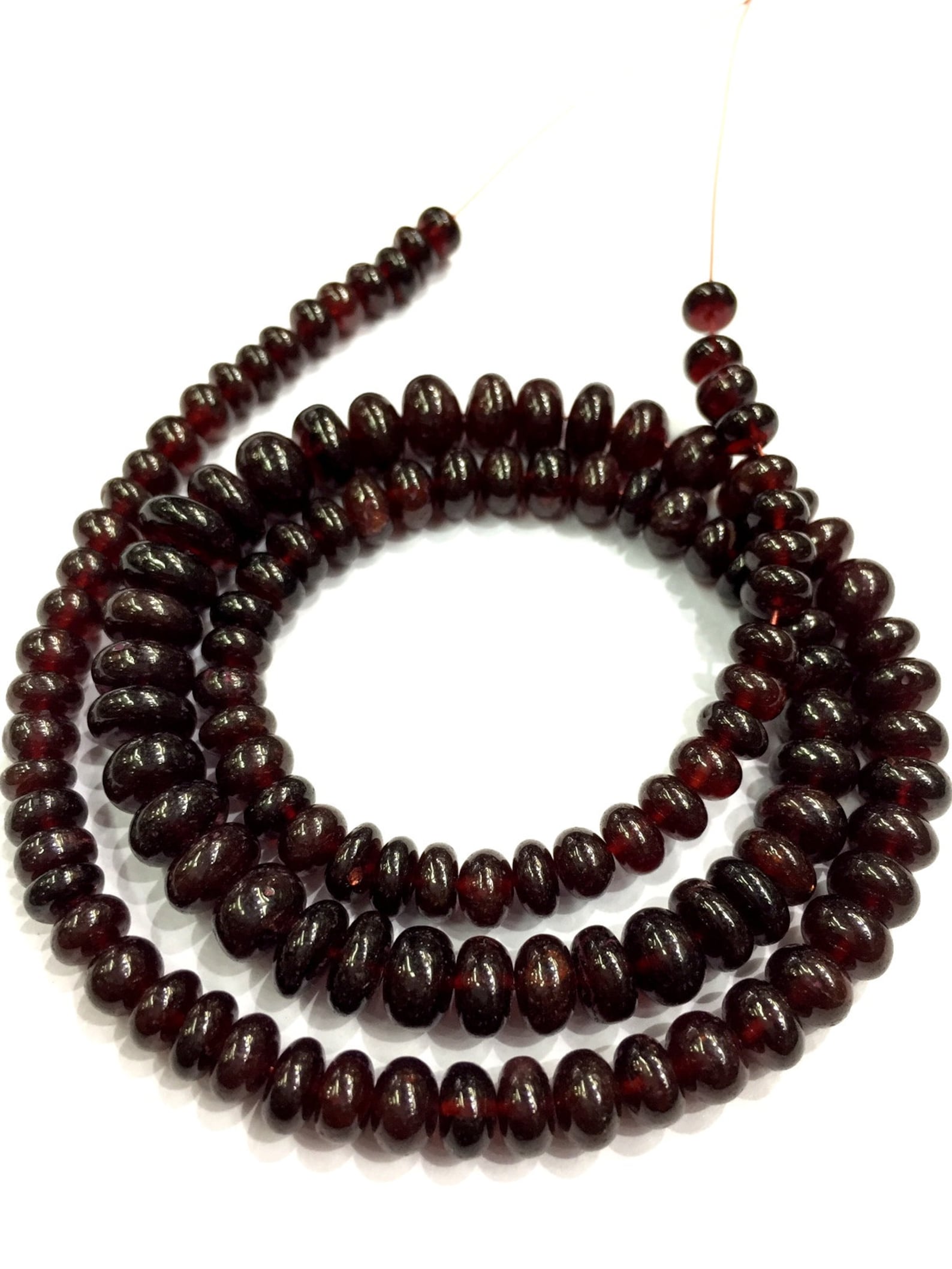 Natural Gemstone Garnet Smooth Gemstone Beads Garnet Rondelle Smooth ...
