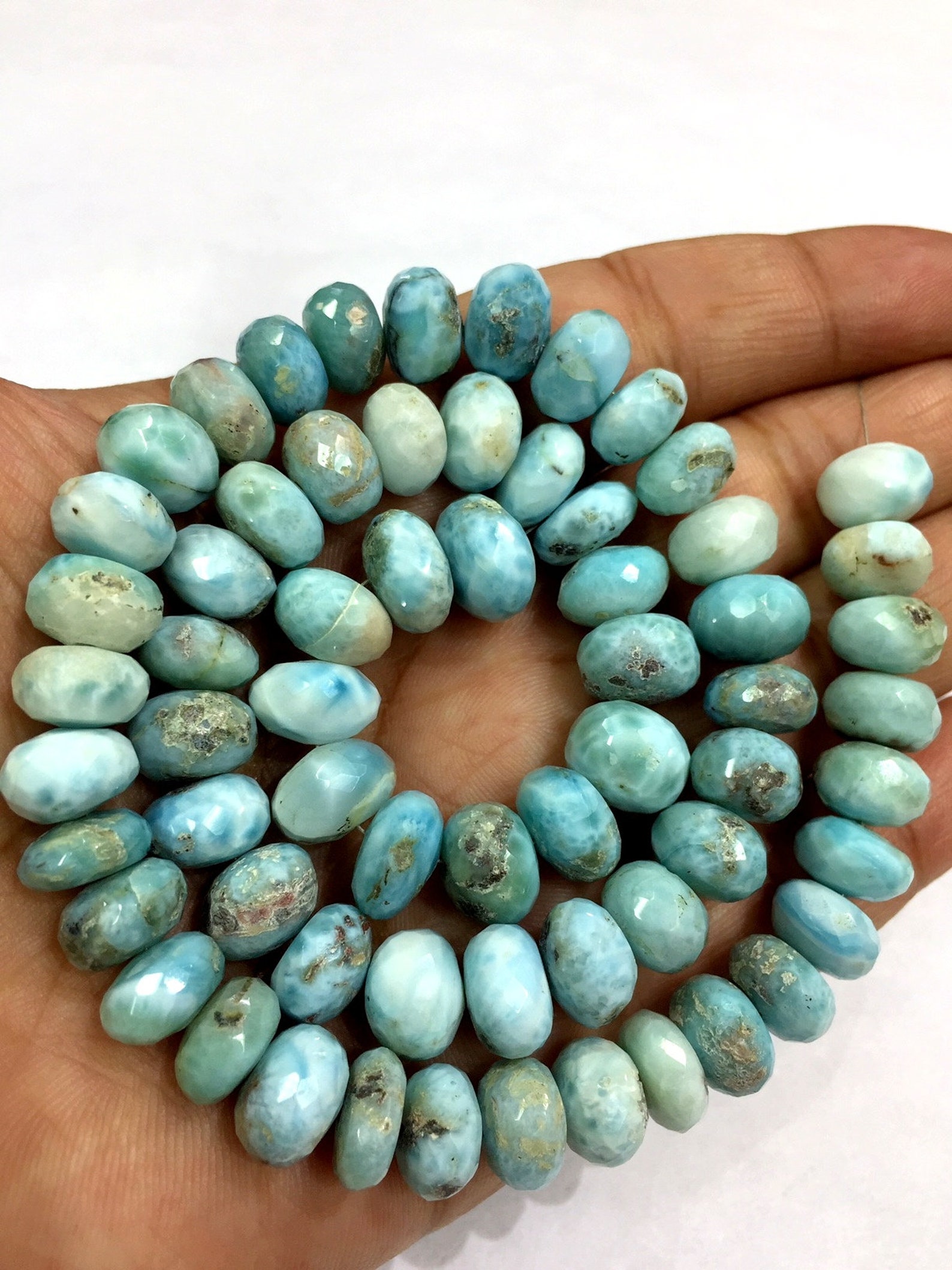 Natural Larimar Blue Beads Larimar Gemstone Beads Larimar Faceted ...