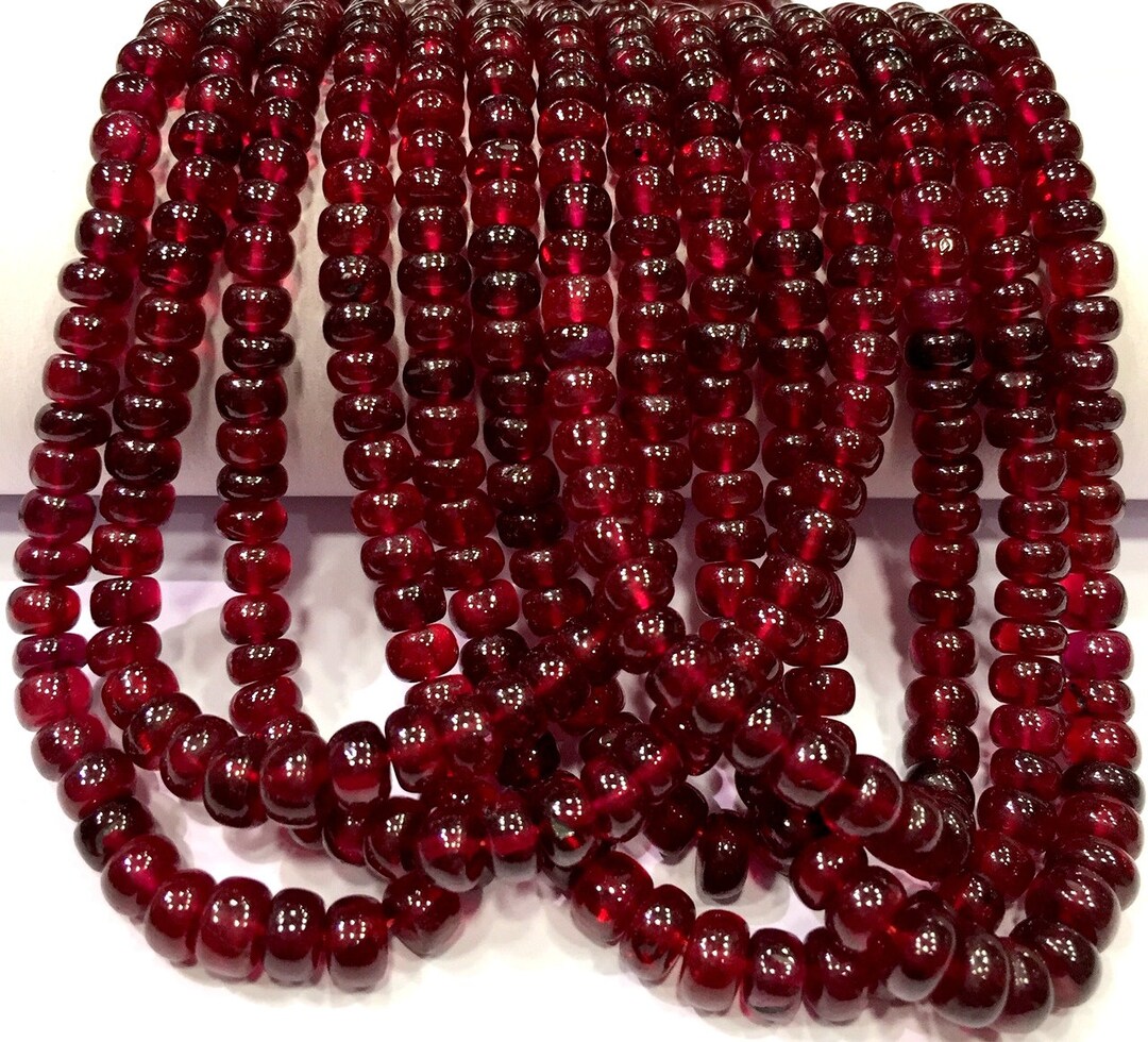 AAA+ Quality~natural Ruby Smooth Rondelle Beads Ruby Gemstone Beads ...