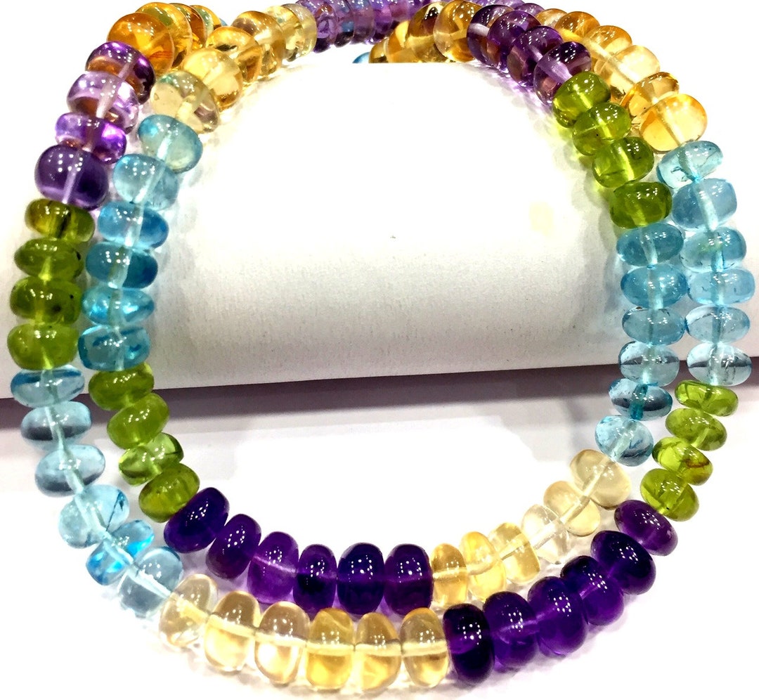 AAA Quality~natural Multi Gemstone Beads Multi Smooth Rondelle Beads ...