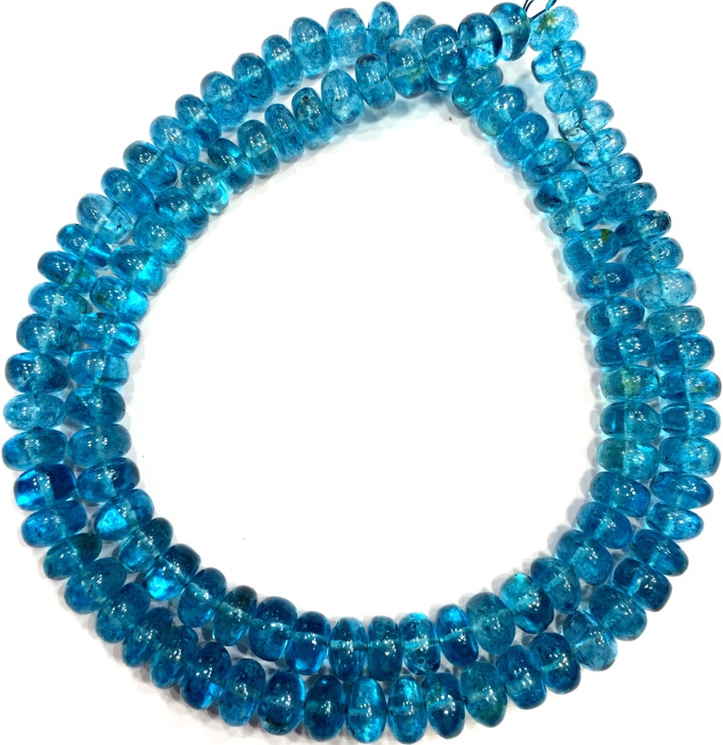 AAA Quality~great Luster~natural Neon Apatite Smooth Rondelle Beads 7 ...