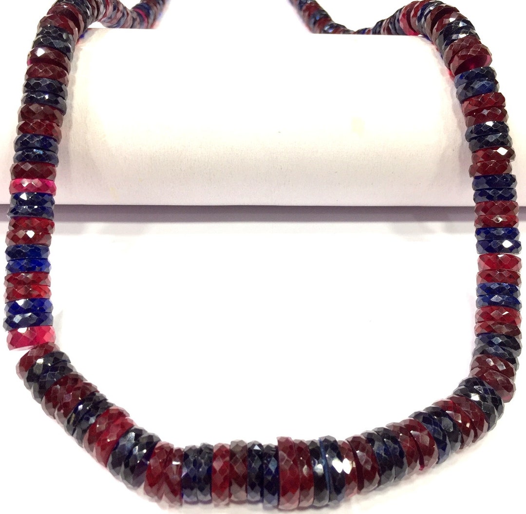 AAA+ Multi Ruby Sapphire Faceted Tyre Cut Beads Ruby Heishi Cut Beads ...