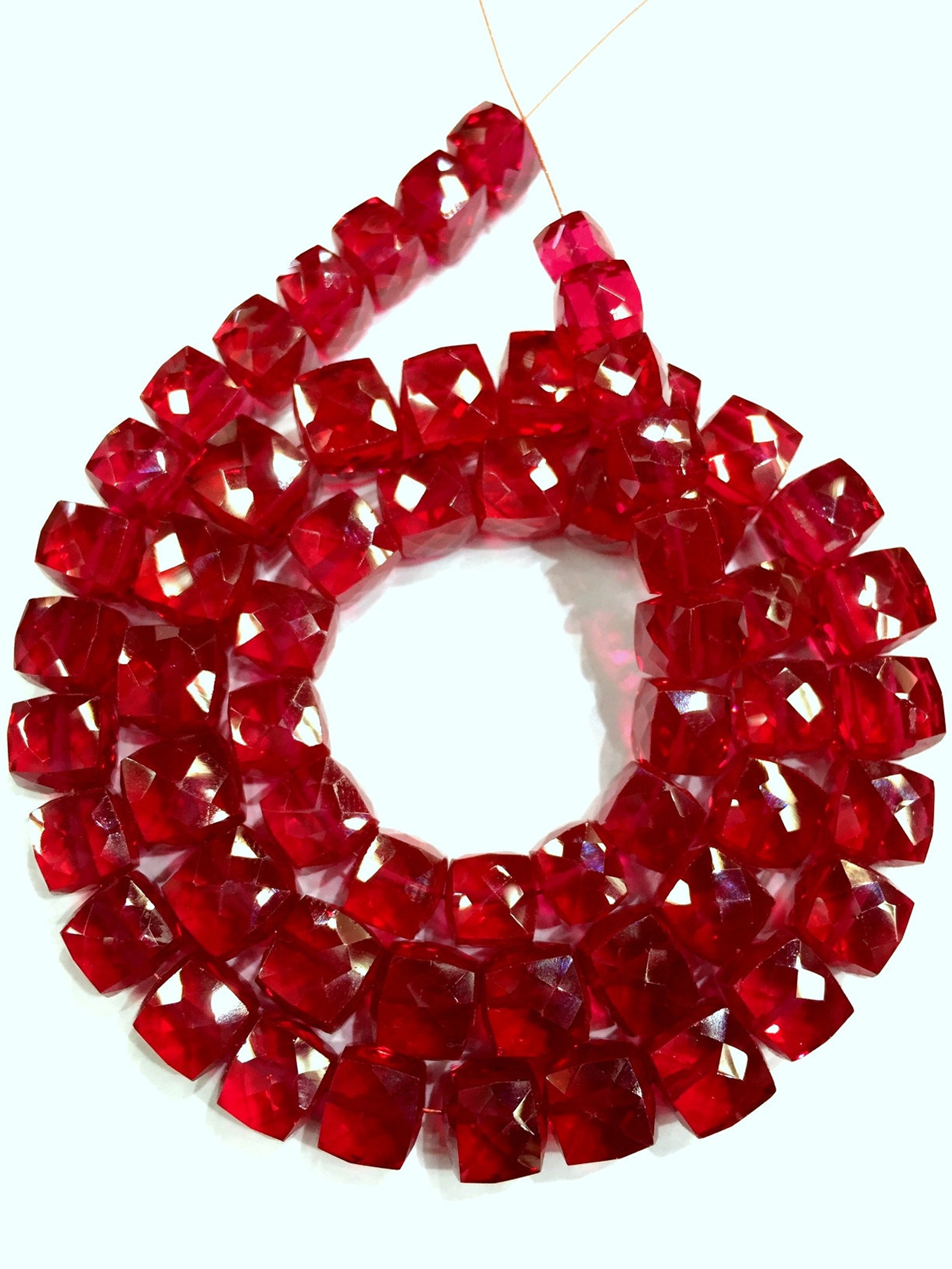 Extremely Beautiful~very Rare Ruby Corundum Faceted Cube Beads Ruby Box ...