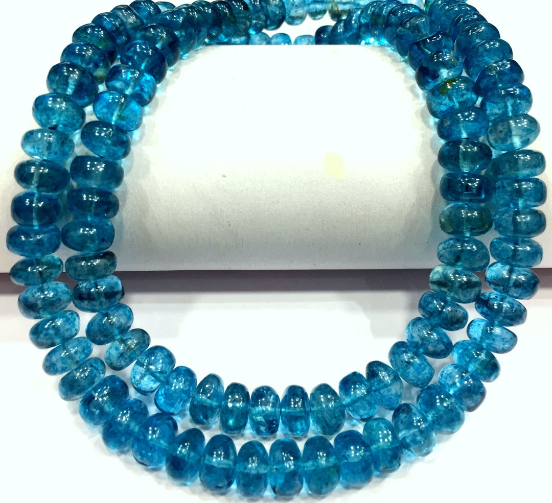 AAA Quality~great Luster~natural Neon Apatite Smooth Rondelle Beads 7 ...