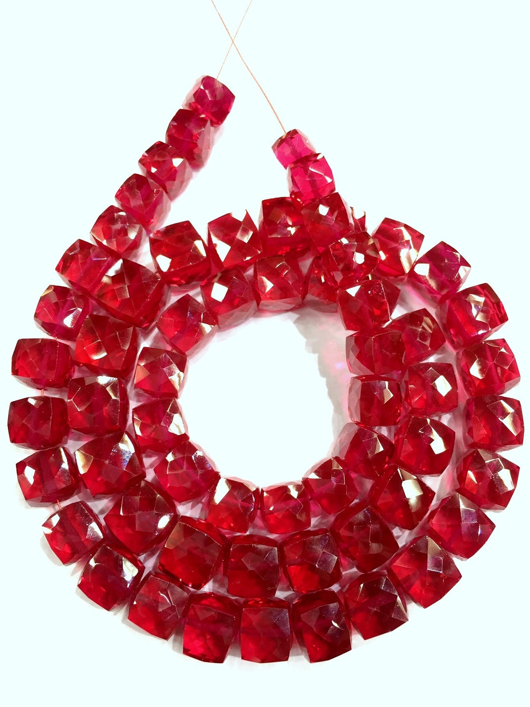 Extremely Beautiful~very Rare Ruby Corundum Faceted Cube Beads Ruby Box ...