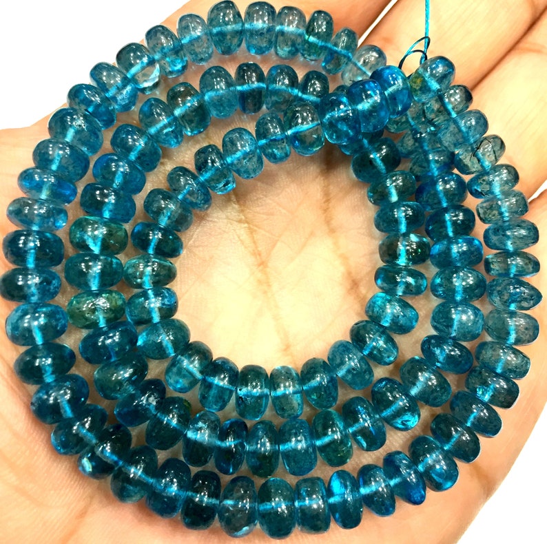 AAA Quality~great Luster~natural Neon Apatite Smooth Rondelle Beads 7 ...