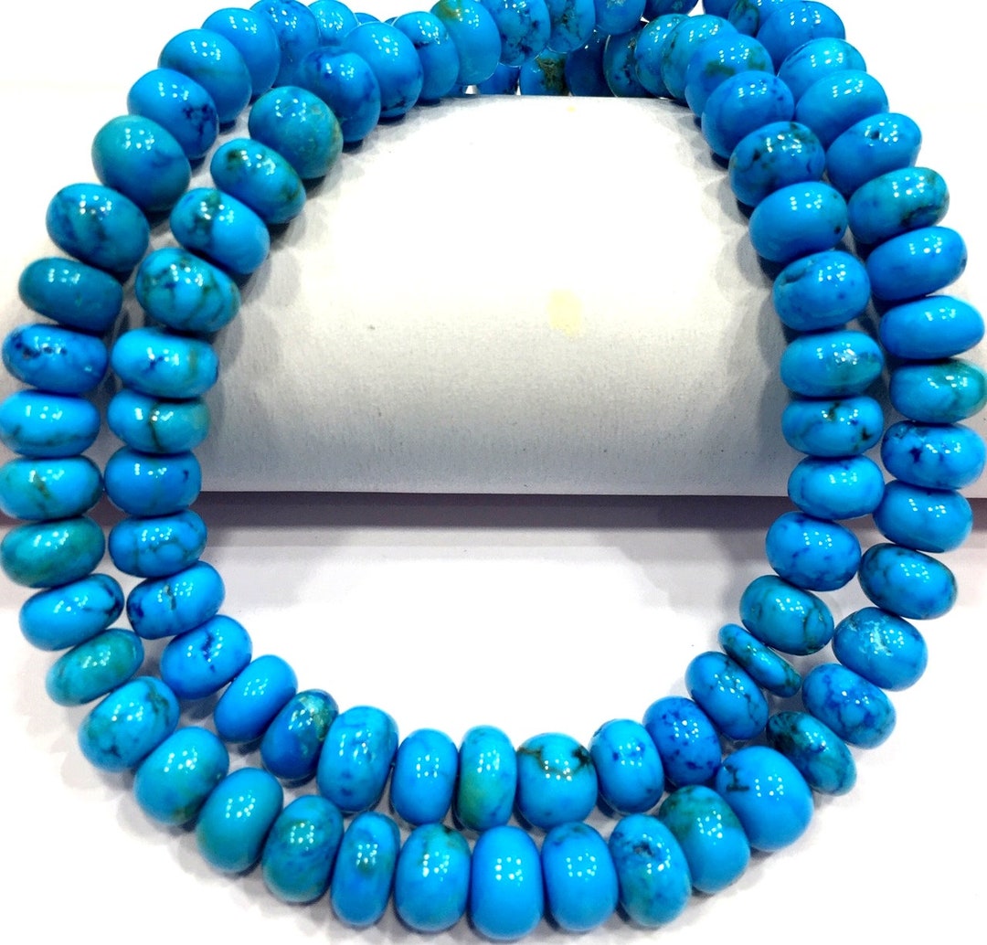 Natural Turquoise Smooth Rondelle Beads 7.MM Turquoise Beads Heated ...