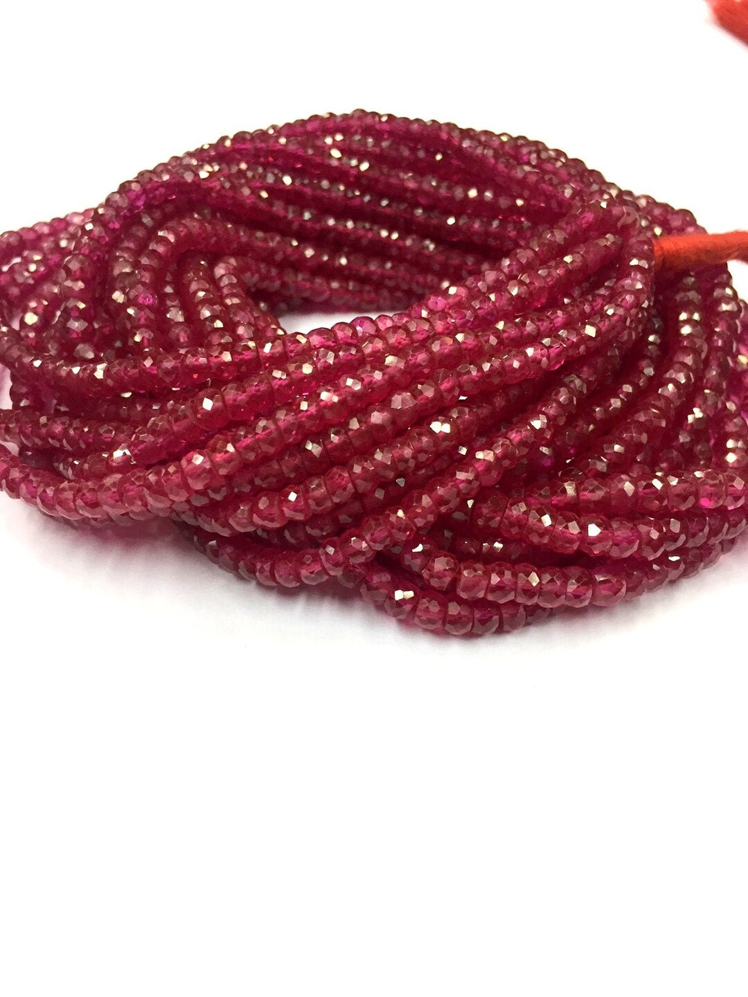 Ruby Corundum Faceted Rondelle Beads Ruby Gemstone Beads 4/5.MM Ruby ...