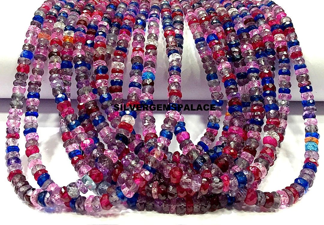 Extremely Beautiful~ Rarest Natural Multi Sapphire Faceted Rondelle ...