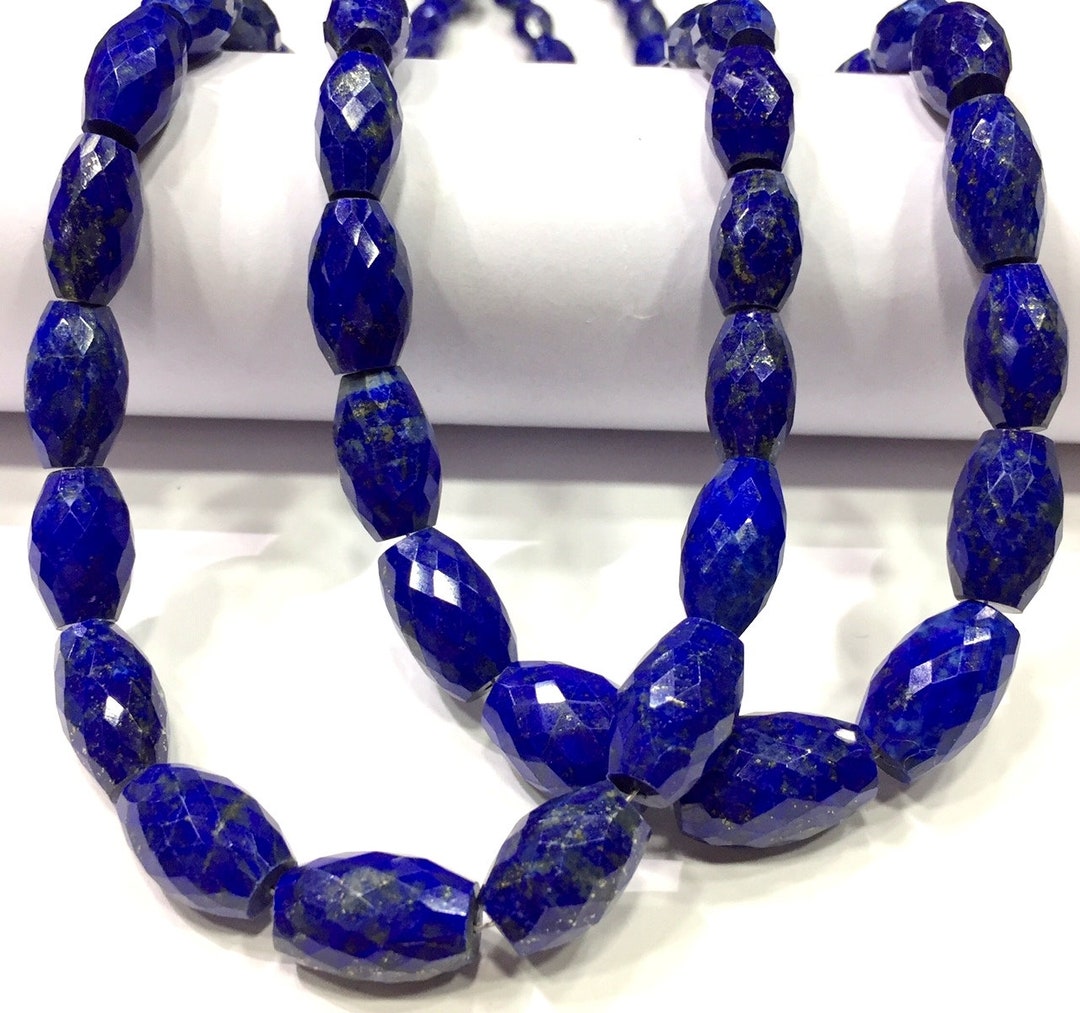 Aaa~rare Natural Lapis Lazuli Faceted Barrel Beads Lapis Loi Beads ...
