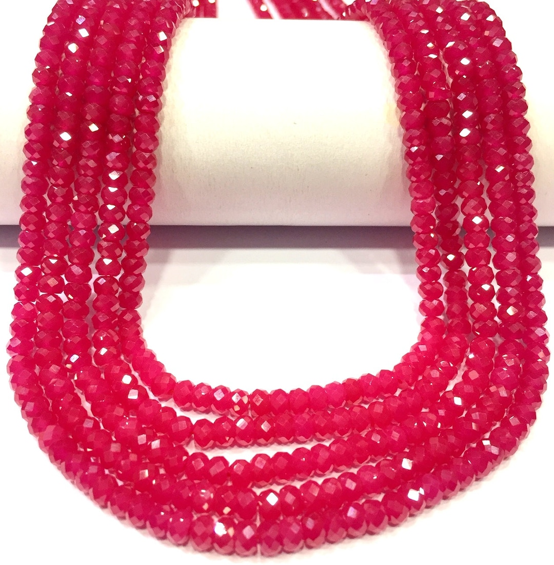 AAAA+ Natural Ruby Faceted Rondelle Beads Rare Pink Ruby Gemstone Beads ...