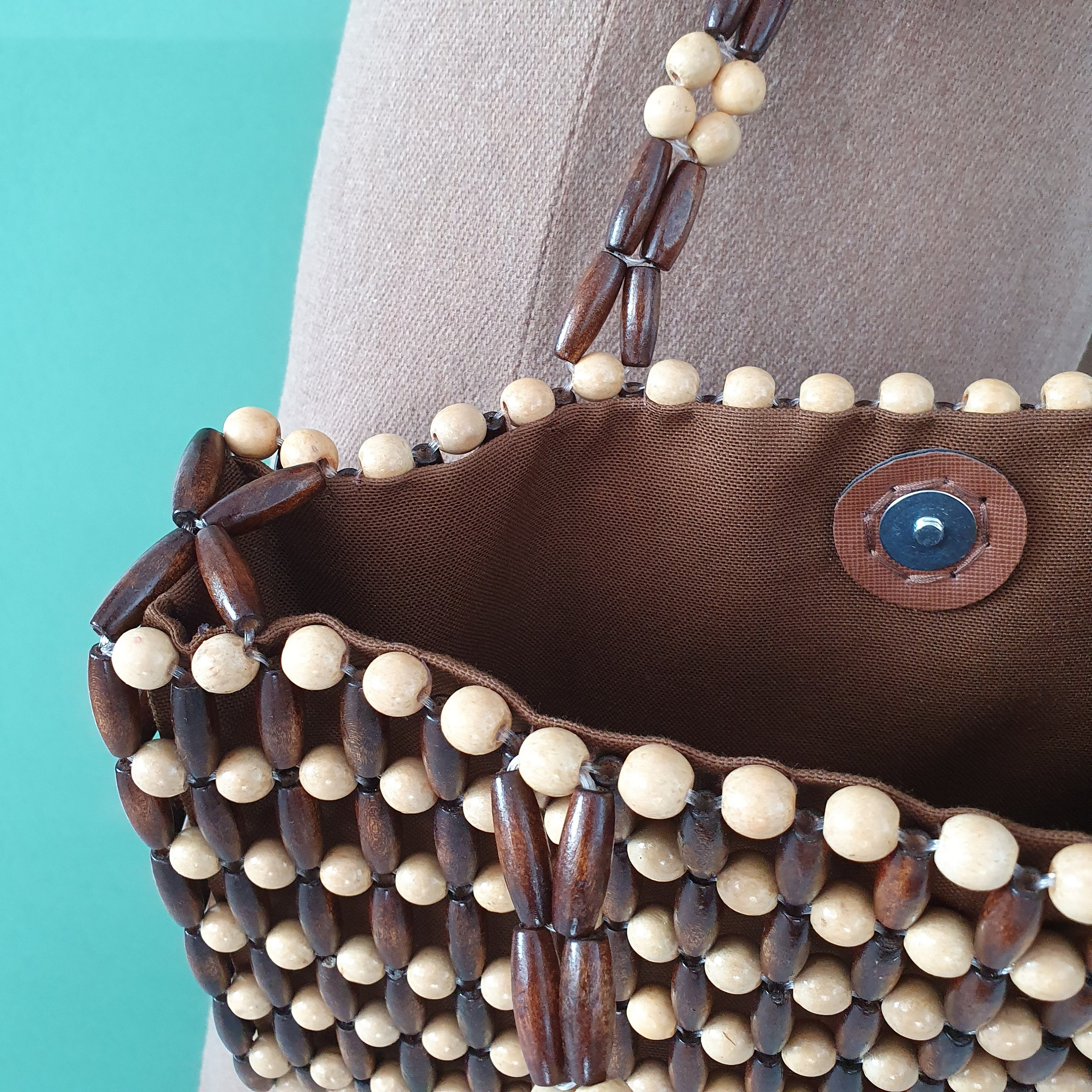 Wooden Bead Bag, Bead Bag Handle, Bag, Bead Bag, Beaded Bag, Wood Bag ...
