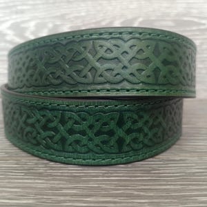 Full Grain Belt Tooled Embossed Gaelic Handmade Celtic Leather Belt ...