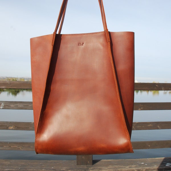 Shop Brown Leather Tote Online - Etsy