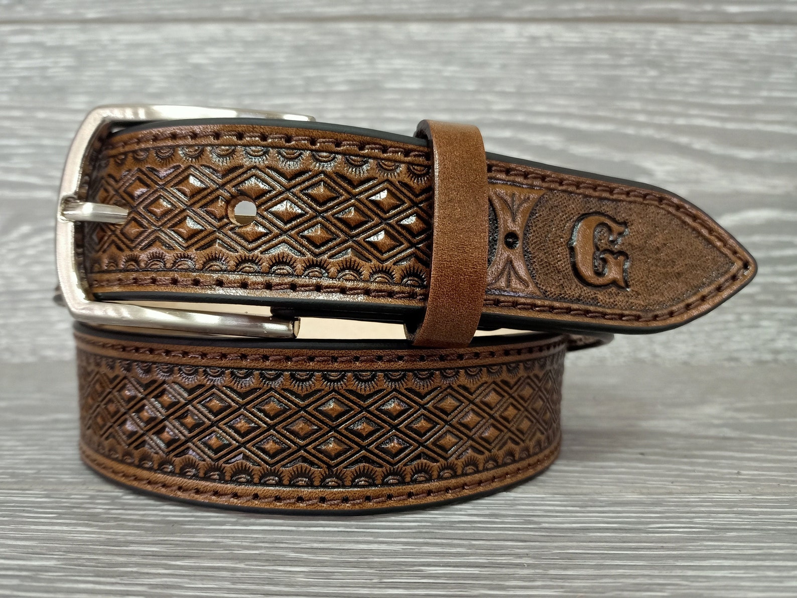 Gradient Brown Leather Belt Brown Leather Belts Personalized - Etsy