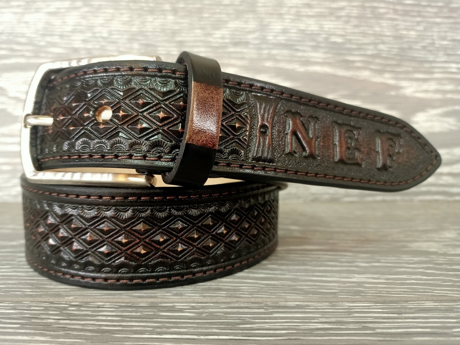 Gradient Brown Leather Belt, Brown Leather Belts, Personalized Leather ...