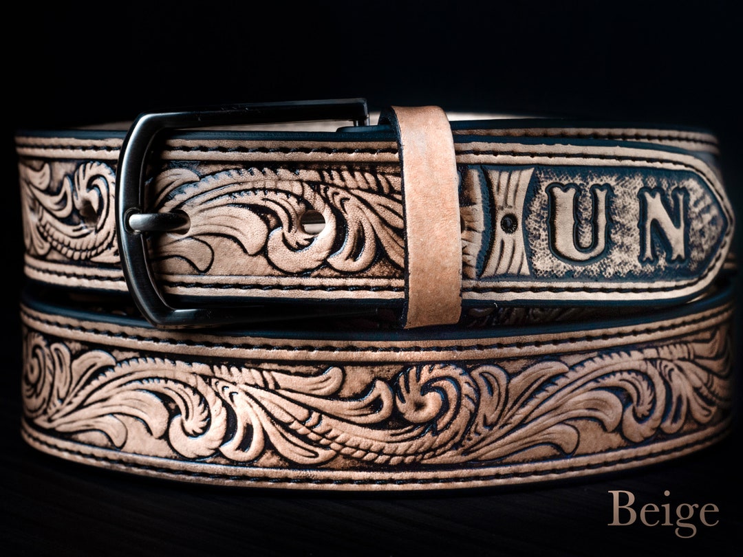 Custom Leather Belts, Handmade Leather Belts, Personalized Flowers ...