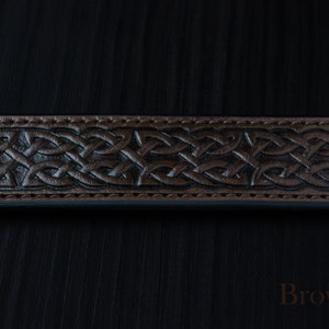Full Grain Belt Tooled Embossed Gaelic Handmade Celtic Leather Belt ...
