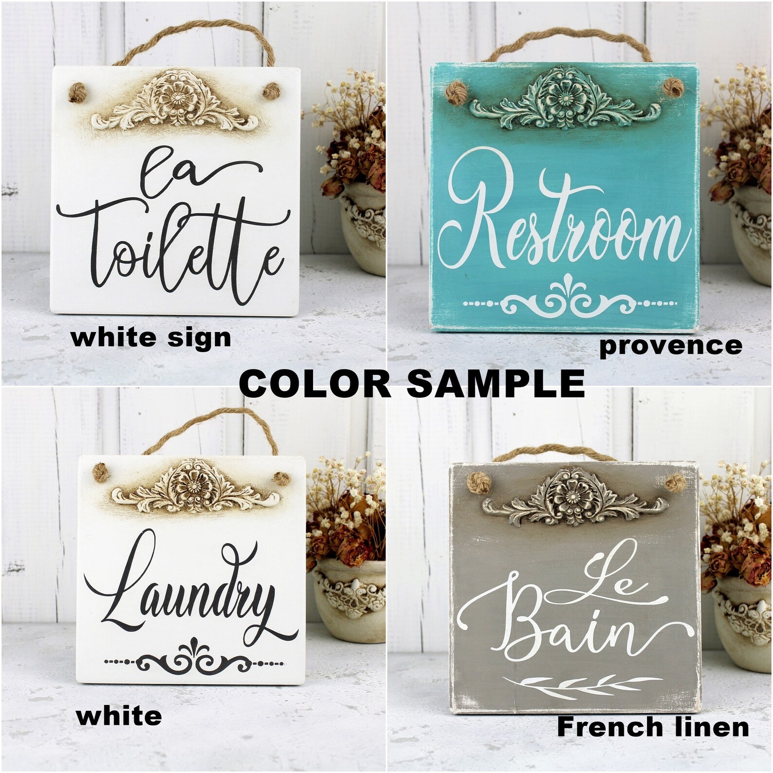 Salle de bain sign Vintage french provincial bathroom plaque | Etsy