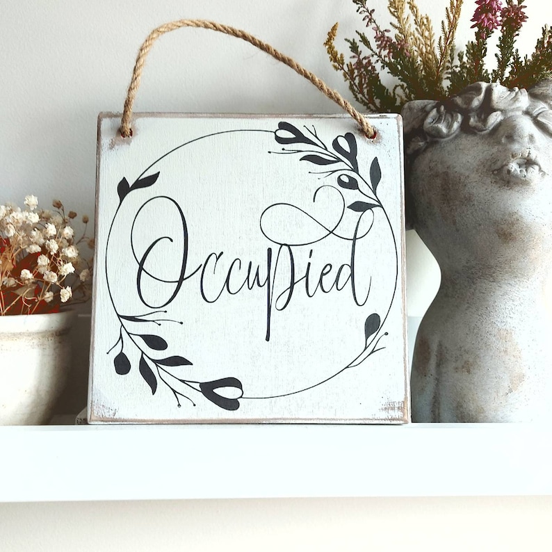 Vacant Occupied Sign Bathroom Door Hanger Farmhouse Wood - Etsy