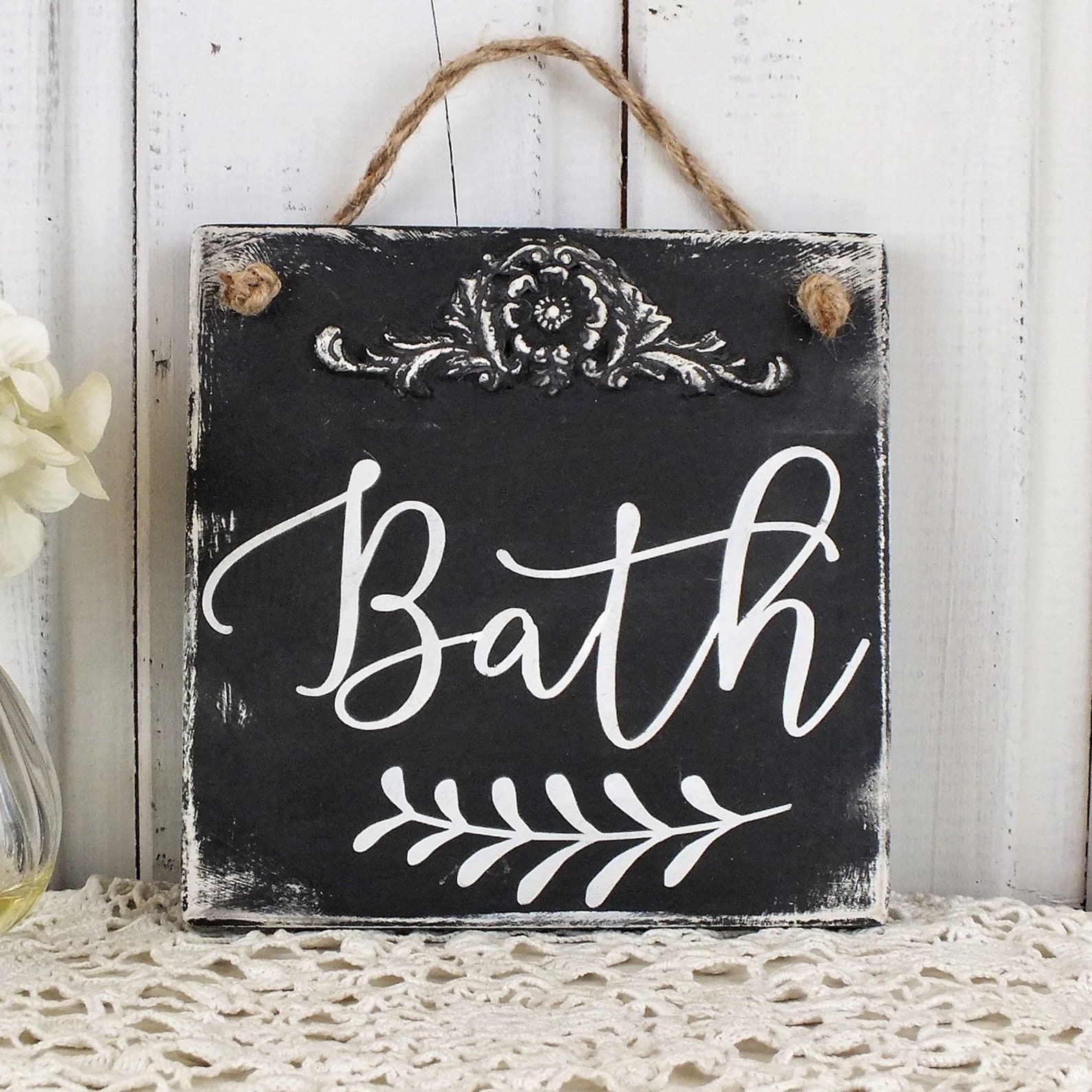 Rustic Bathroom Door Sign, Farmhouse Wood Decor - Etsy