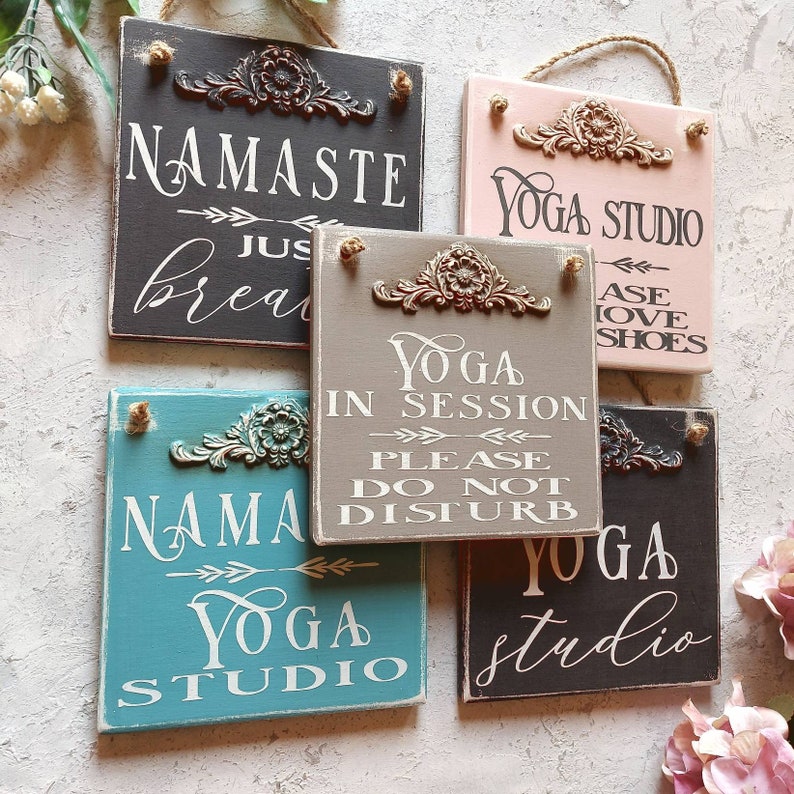 Yoga Studio Sign Yoga in Session Namaste Wood Sign | Etsy
