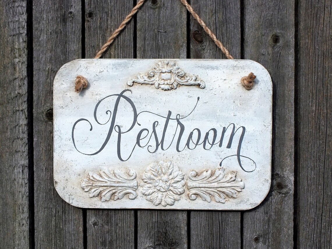 Restroom Wood Sign Farmhouse Cottage Door Signs French Chic - Etsy