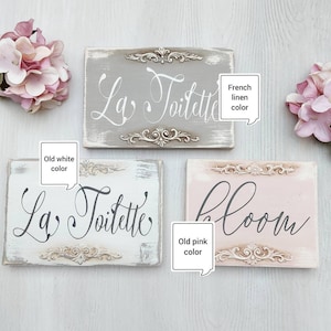 Little Bathroom Sign, French Country Wood Signs, Personalized Bathroom ...