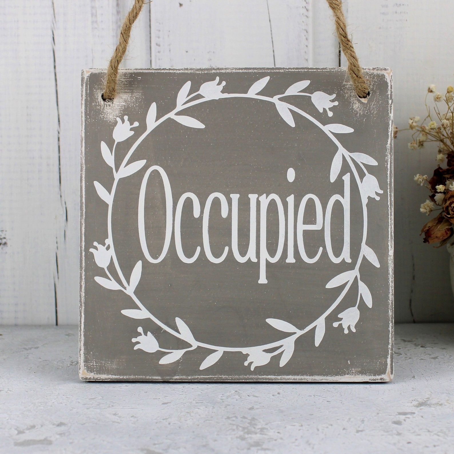 Occupied Vacant Sign Bathroom Door Hanger Plaque Little Busy - Etsy ...