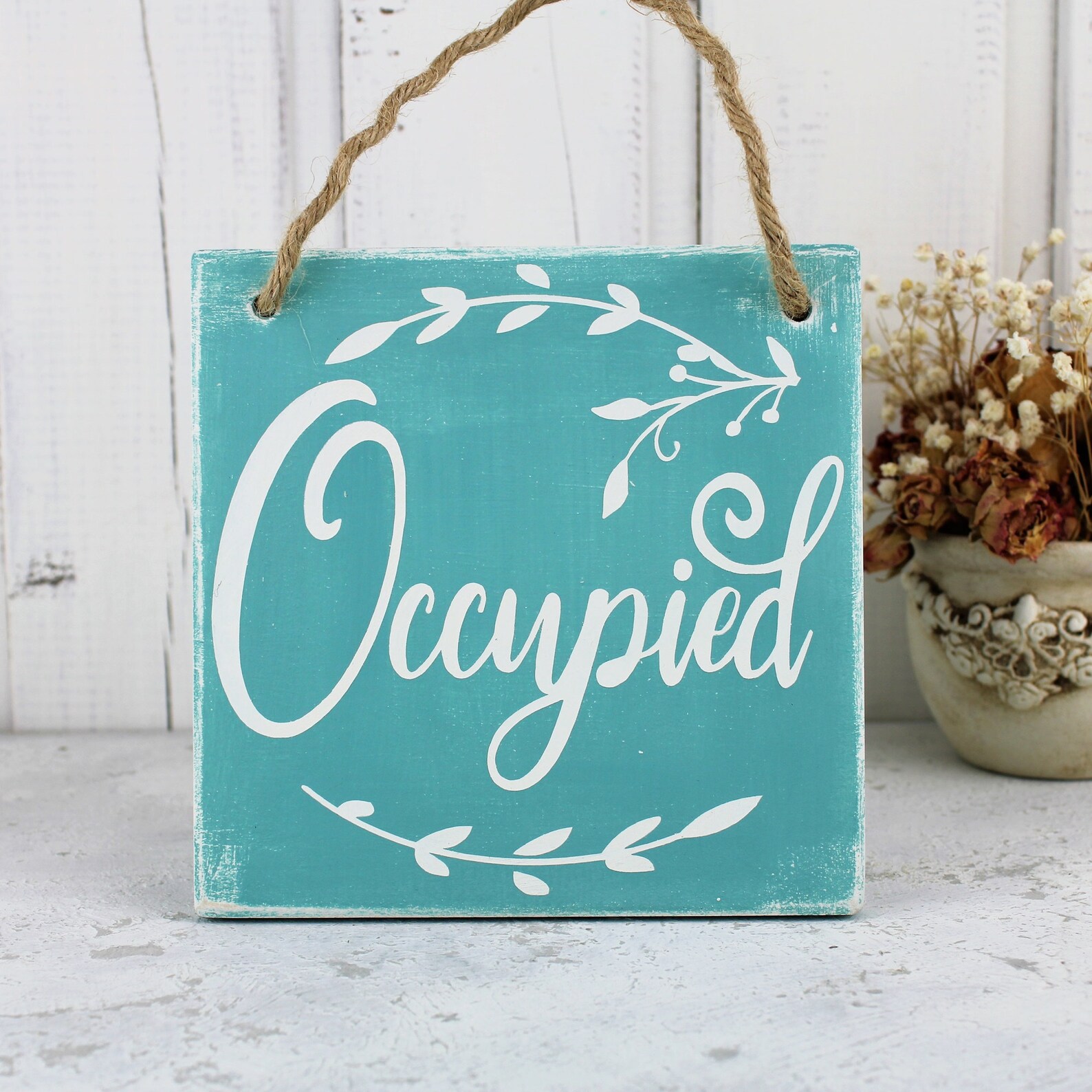 Occupied Vacant Sign Bathroom Door Hanger Plaque Little Busy - Etsy