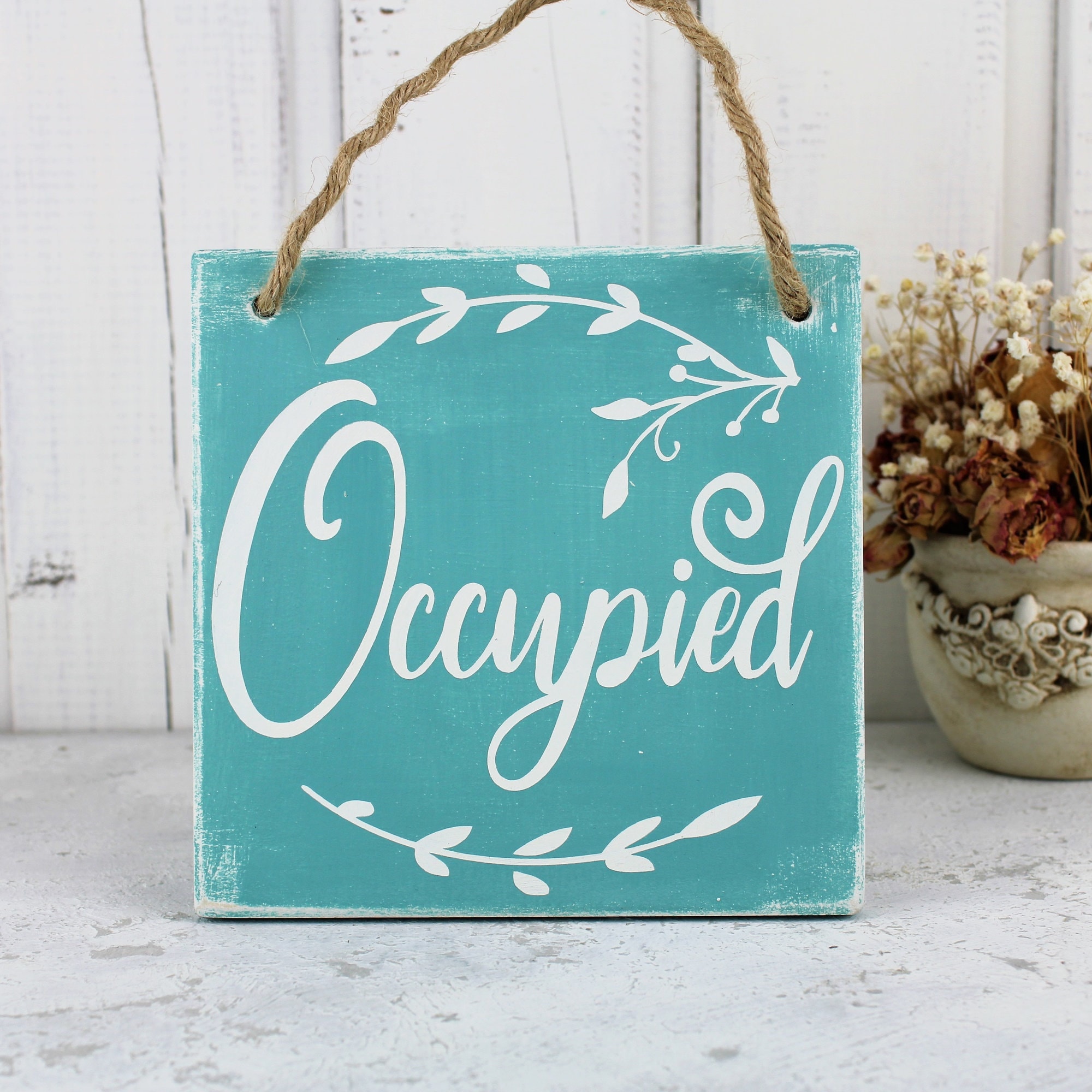 Occupied Vacant Sign Bathroom Door Hanger Plaque Little Busy - Etsy