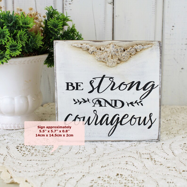 Be strong and courageous sign Christian wood sign Religious | Etsy