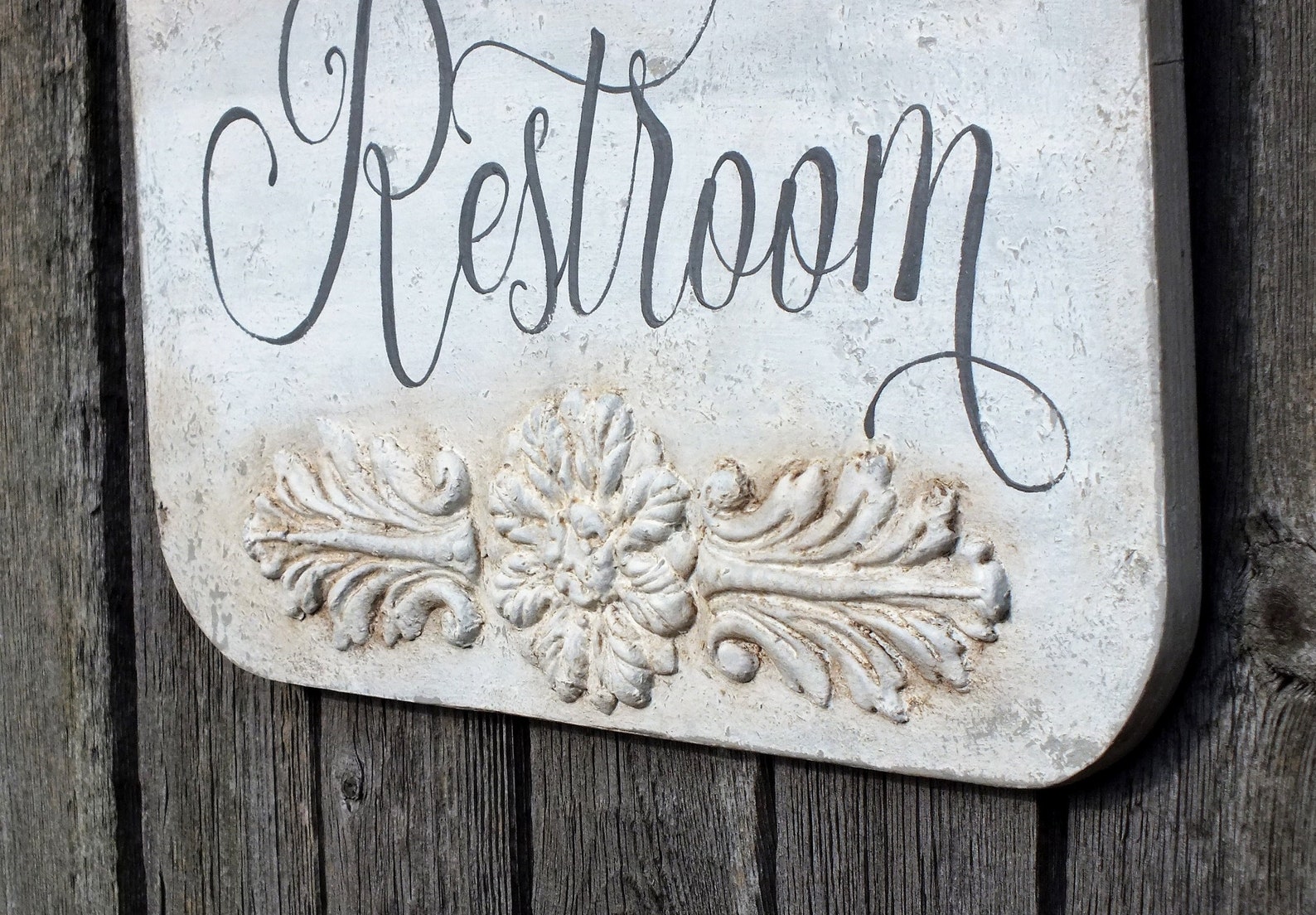 Restroom wood sign Farmhouse cottage door signs French chic | Etsy