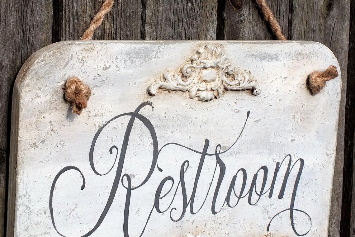 Restroom Wood Sign Farmhouse Cottage Door Signs French Chic - Etsy
