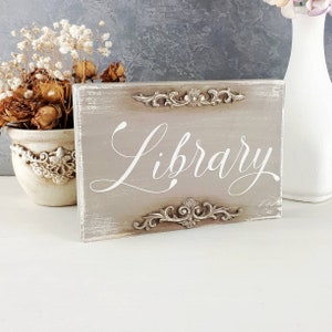 Library Sign Bookshelf Decor Book Lover Gift Home Library - Etsy