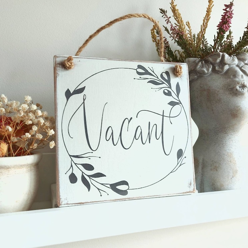 Vacant Occupied Sign Bathroom Door Hanger Farmhouse Wood - Etsy