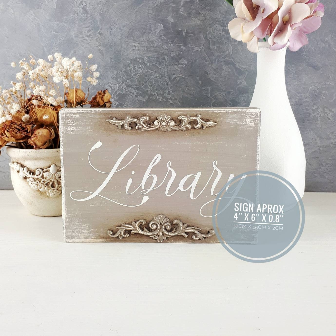 Library Sign Bookshelf Decor Book Lover Gift Home Library - Etsy