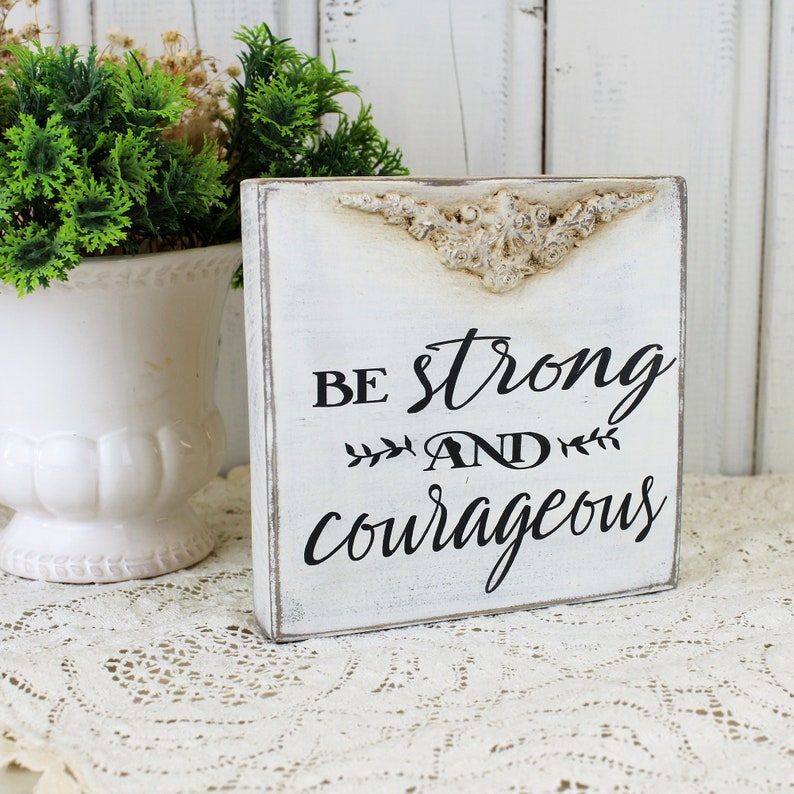 Be strong and courageous sign Christian wood sign Religious | Etsy