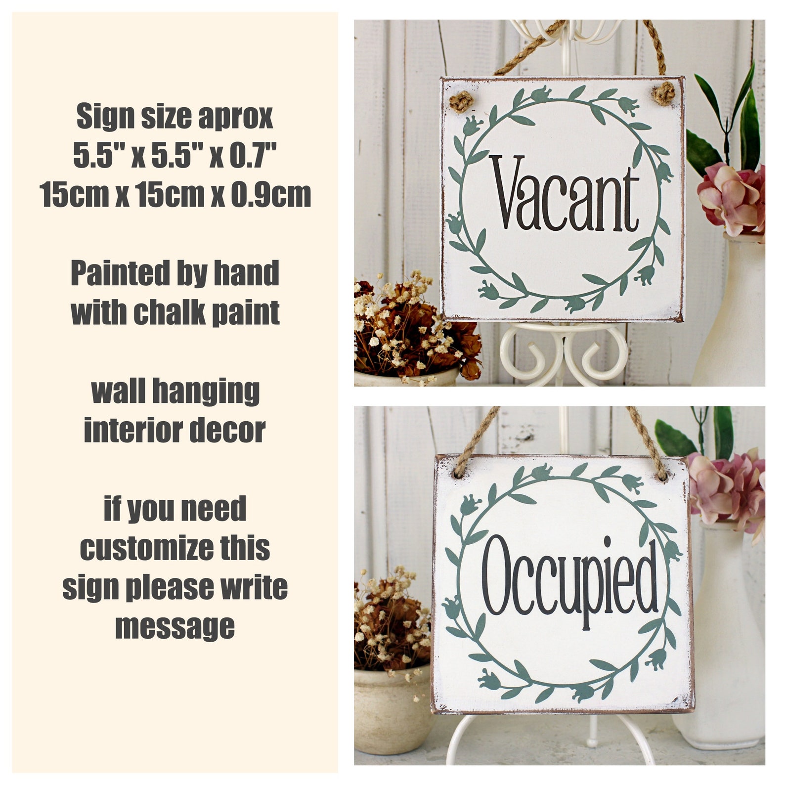 Occupied Sign for Bathroom Modern Farmhouse Bathroom Door - Etsy