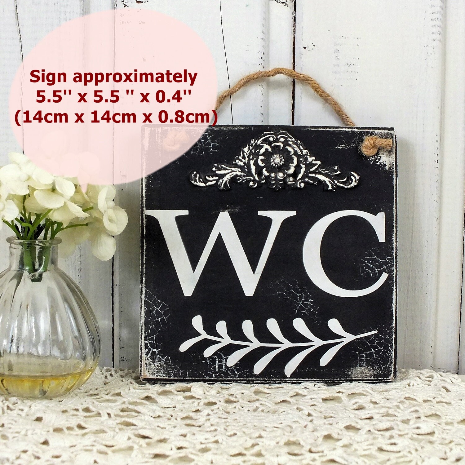 Toilet Door Sign Vintage Farmhouse Style WC Wood Sign Black - Etsy