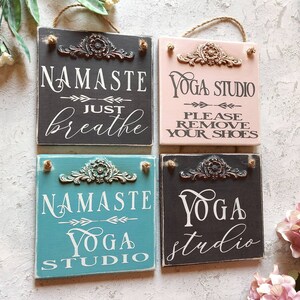 Yoga Studio Sign, Yoga in Session, Namaste Wood Sign, Meditation Room ...