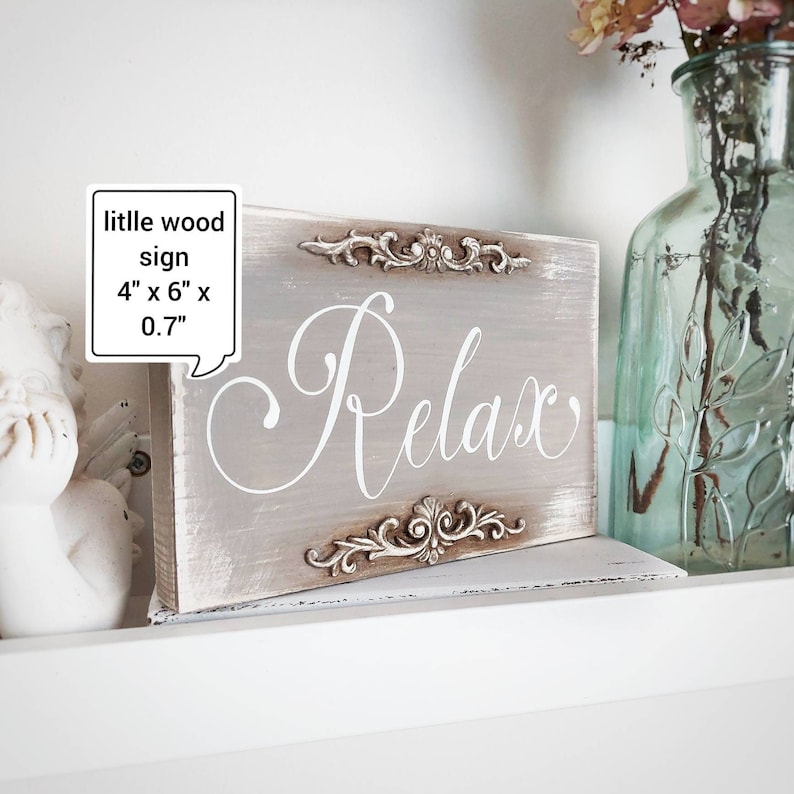 Relax Sign Bathroom Decor Wooden Spa Sign Shabby Chic Decor | Etsy